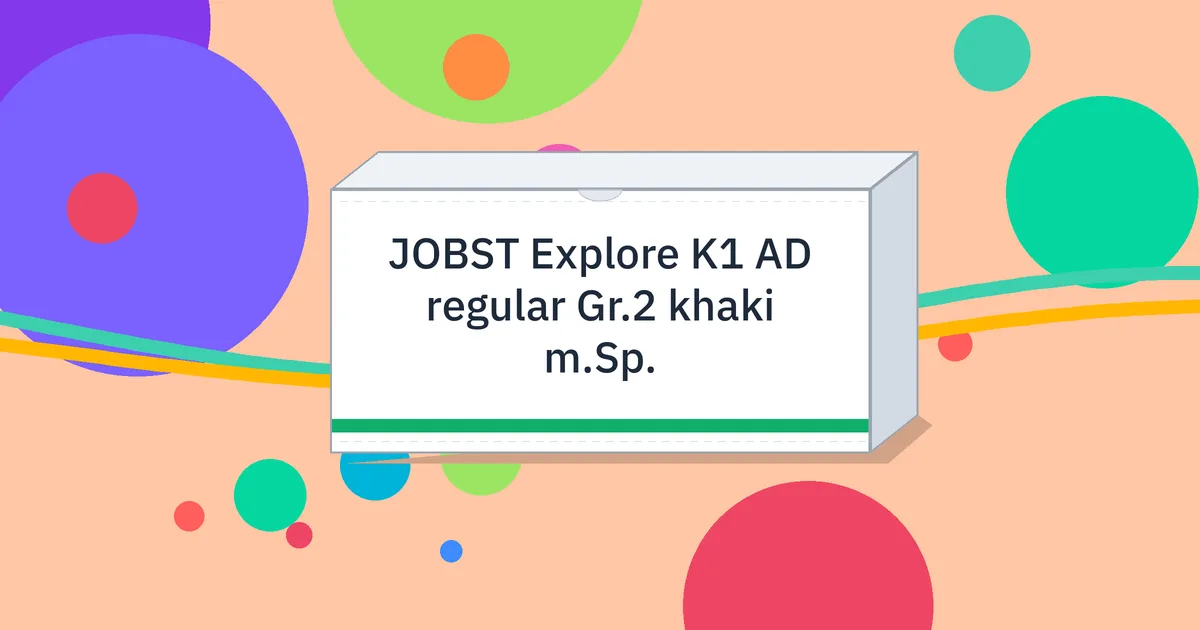Symbolbild: Packung mit der Aufschrift JOBST Explore K1 AD regular Gr.2 khaki m.Sp. (PZN 11021554) – Verfügbarkeit und Bezug in Apotheken in Frankfurt am Main