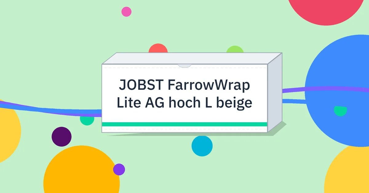 Symbolbild: Packung mit der Aufschrift JOBST FarrowWrap Lite AG hoch L beige (PZN 13870748) – Verfügbarkeit und Bezug in Apotheken in Frankfurt am Main