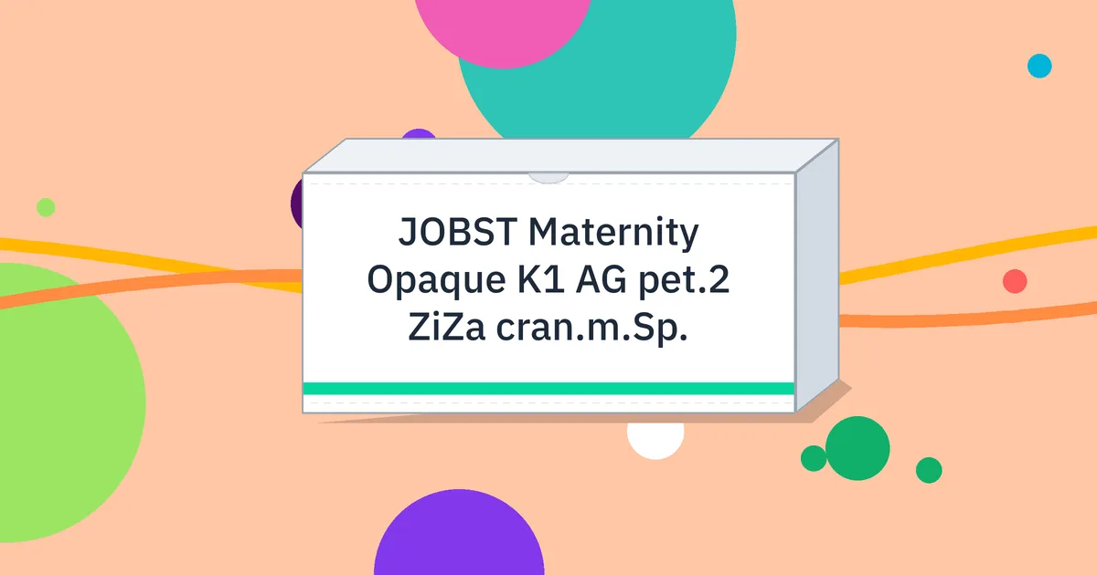 Symbolbild: Packung mit der Aufschrift JOBST Maternity Opaque K1 AG pet.2 ZiZa cran.m.Sp. (PZN 15857284) – Verfügbarkeit und Bezug in Apotheken in Frankfurt am Main