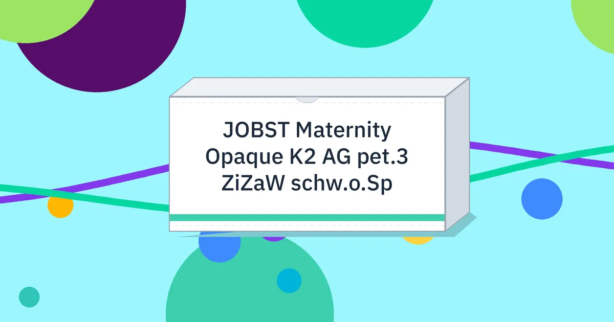 Symbolbild: Packung mit der Aufschrift JOBST Maternity Opaque K2 AG pet.3 ZiZaW schw.o.Sp (PZN 15853872) – Verfügbarkeit und Bezug in Apotheken in Frankfurt am Main