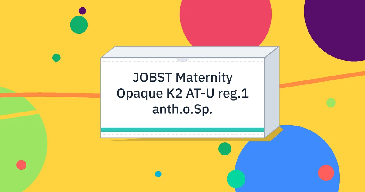 Symbolbild: Packung mit der Aufschrift JOBST Maternity Opaque K2 AT-U reg.1 anth.o.Sp. (PZN 15856474) – Verfügbarkeit und Bezug in Apotheken in Frankfurt am Main
