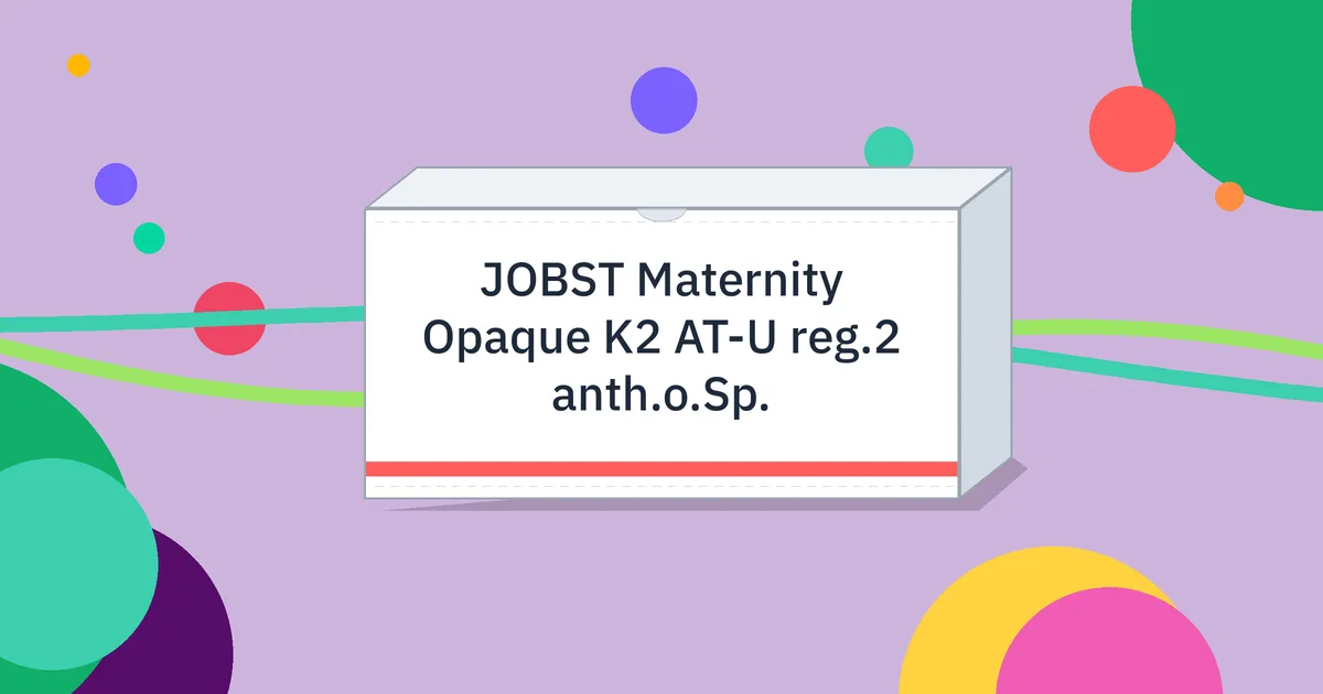 Symbolbild: Packung mit der Aufschrift JOBST Maternity Opaque K2 AT-U reg.2 anth.o.Sp. (PZN 15856356) – Verfügbarkeit und Bezug in Apotheken in Frankfurt am Main