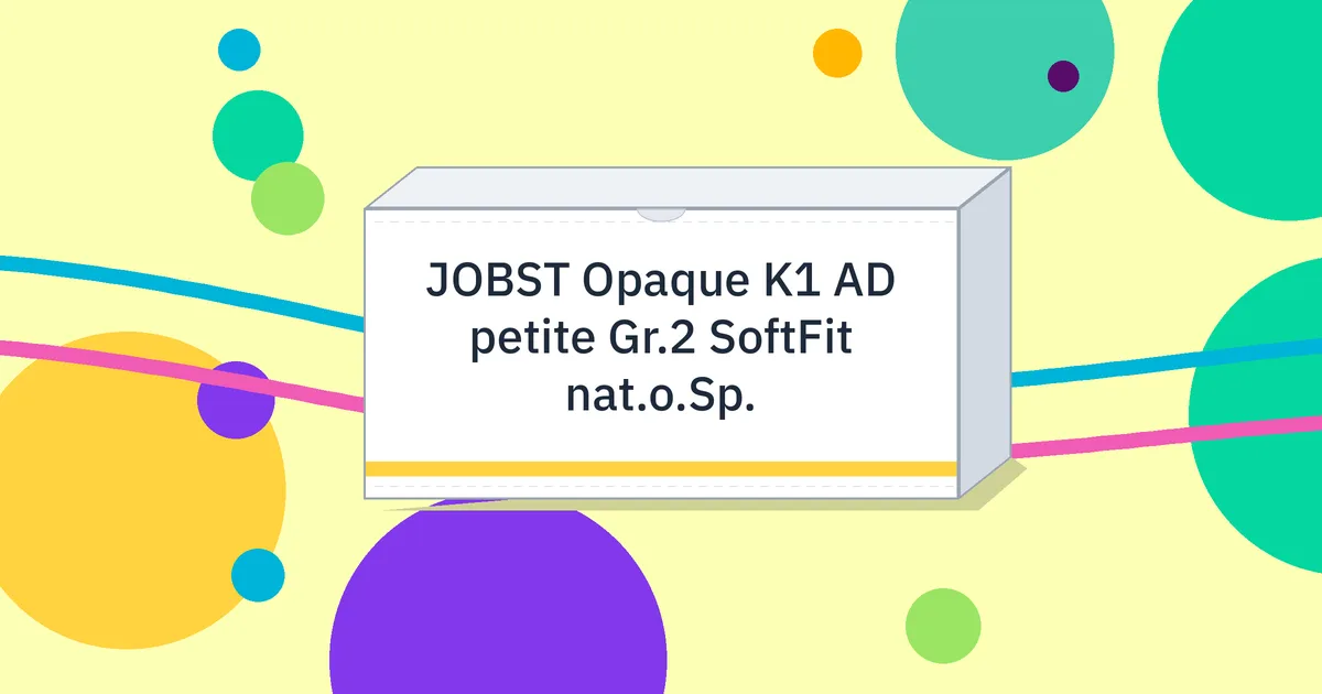 Symbolbild: Packung mit der Aufschrift JOBST Opaque K1 AD petite Gr.2 SoftFit nat.o.Sp. (PZN 13080590) – Verfügbarkeit und Bezug in Apotheken in Frankfurt am Main