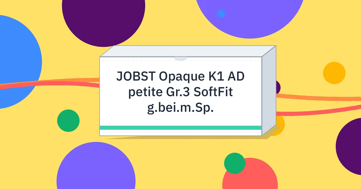 Symbolbild: Packung mit der Aufschrift JOBST Opaque K1 AD petite Gr.3 SoftFit g.bei.m.Sp. (PZN 16263983) – Verfügbarkeit und Bezug in Apotheken in Frankfurt am Main