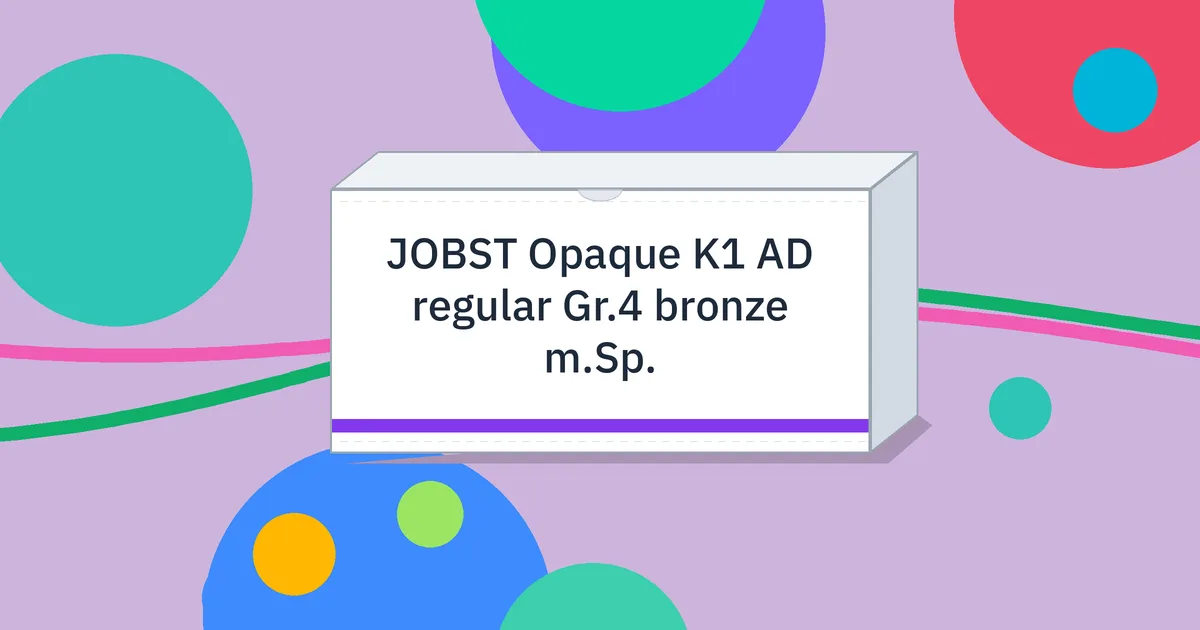 Symbolbild: Packung mit der Aufschrift JOBST Opaque K1 AD regular Gr.4 bronze m.Sp. (PZN 13080851) – Verfügbarkeit und Bezug in Apotheken in Frankfurt am Main