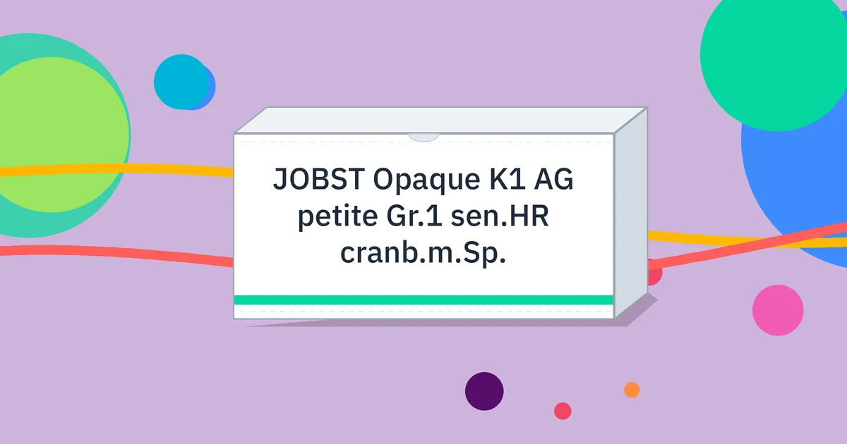 Symbolbild: Packung mit der Aufschrift JOBST Opaque K1 AG petite Gr.1 sen.HR cranb.m.Sp. (PZN 13085498) – Verfügbarkeit und Bezug in Apotheken in Frankfurt am Main