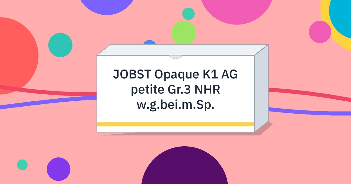 Symbolbild: Packung mit der Aufschrift JOBST Opaque K1 AG petite Gr.3 NHR w.g.bei.m.Sp. (PZN 16269201) – Verfügbarkeit und Bezug in Apotheken in Frankfurt am Main