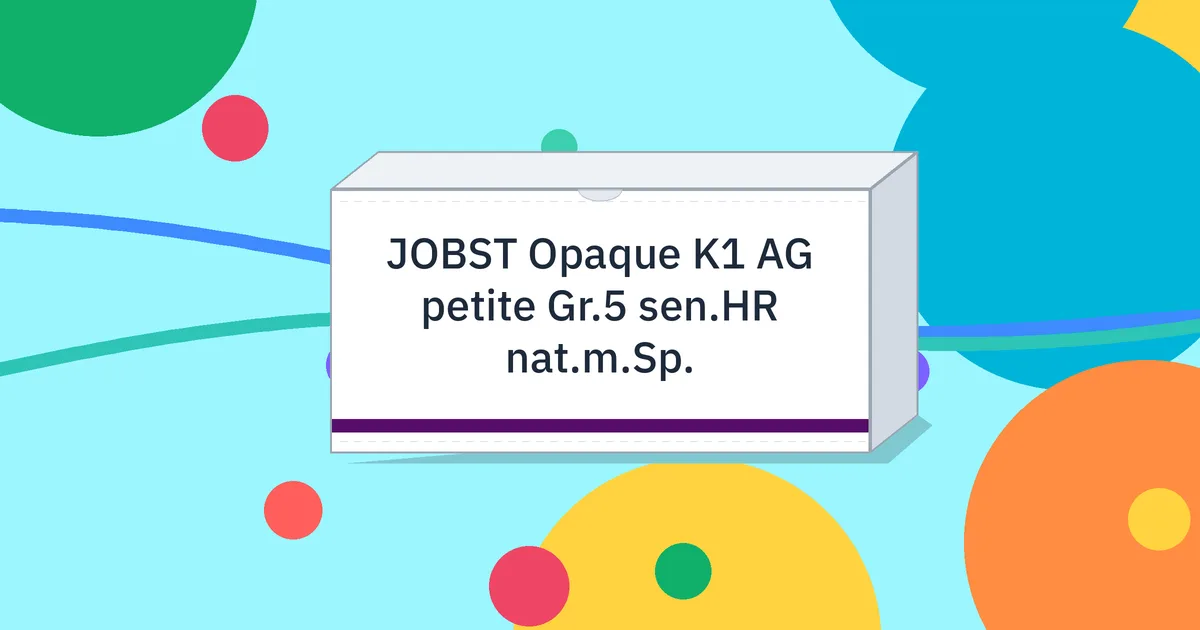 Symbolbild: Packung mit der Aufschrift JOBST Opaque K1 AG petite Gr.5 sen.HR nat.m.Sp. (PZN 13085676) – Verfügbarkeit und Bezug in Apotheken in Frankfurt am Main