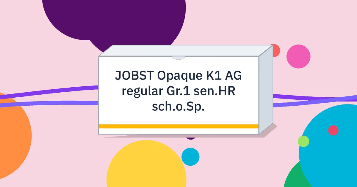 Symbolbild: Packung mit der Aufschrift JOBST Opaque K1 AG regular Gr.1 sen.HR sch.o.Sp. (PZN 13096131) – Verfügbarkeit und Bezug in Apotheken in Frankfurt am Main
