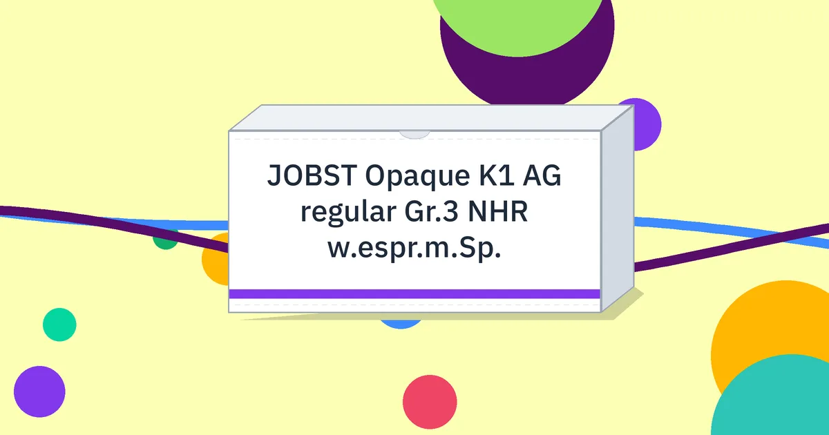 Symbolbild: Packung mit der Aufschrift JOBST Opaque K1 AG regular Gr.3 NHR w.espr.m.Sp. (PZN 16267461) – Verfügbarkeit und Bezug in Apotheken in Frankfurt am Main