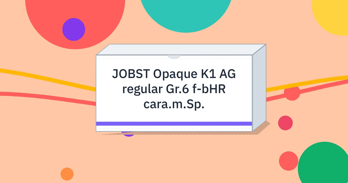 Symbolbild: Packung mit der Aufschrift JOBST Opaque K1 AG regular Gr.6 f-bHR cara.m.Sp. (PZN 13090588) – Verfügbarkeit und Bezug in Apotheken in Frankfurt am Main