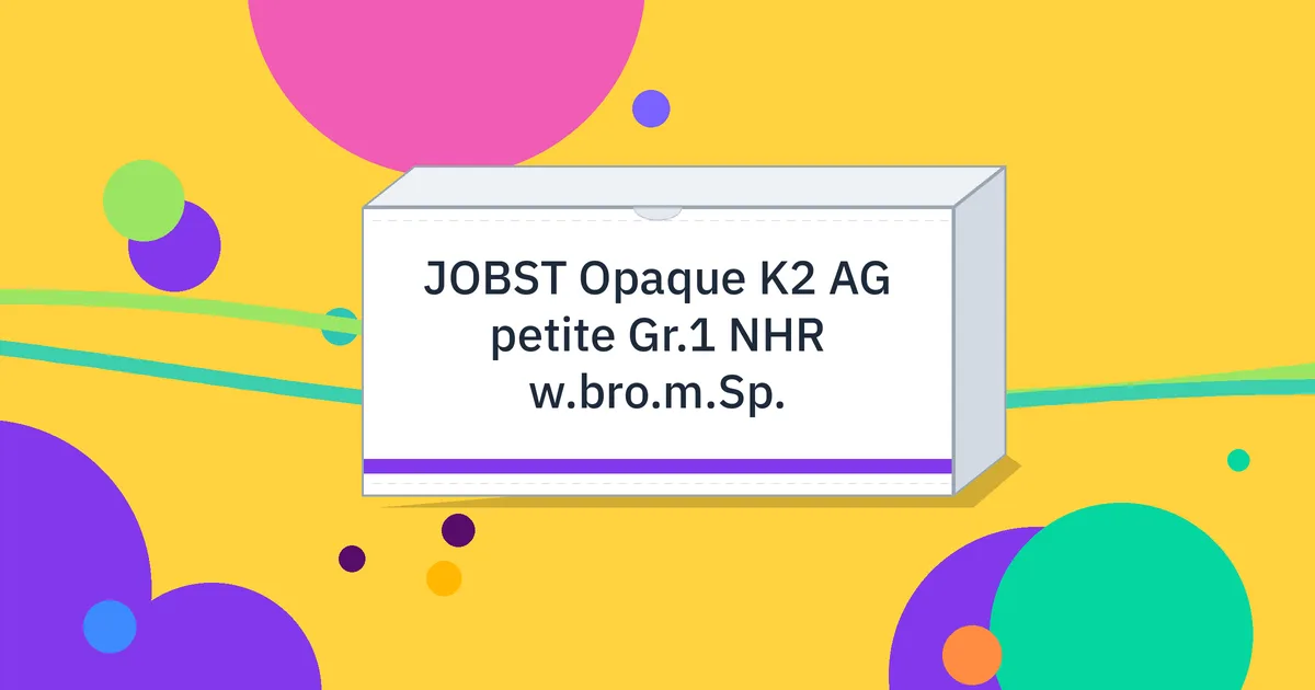 Symbolbild: Packung mit der Aufschrift JOBST Opaque K2 AG petite Gr.1 NHR w.bro.m.Sp. (PZN 13112396) – Verfügbarkeit und Bezug in Apotheken in Frankfurt am Main