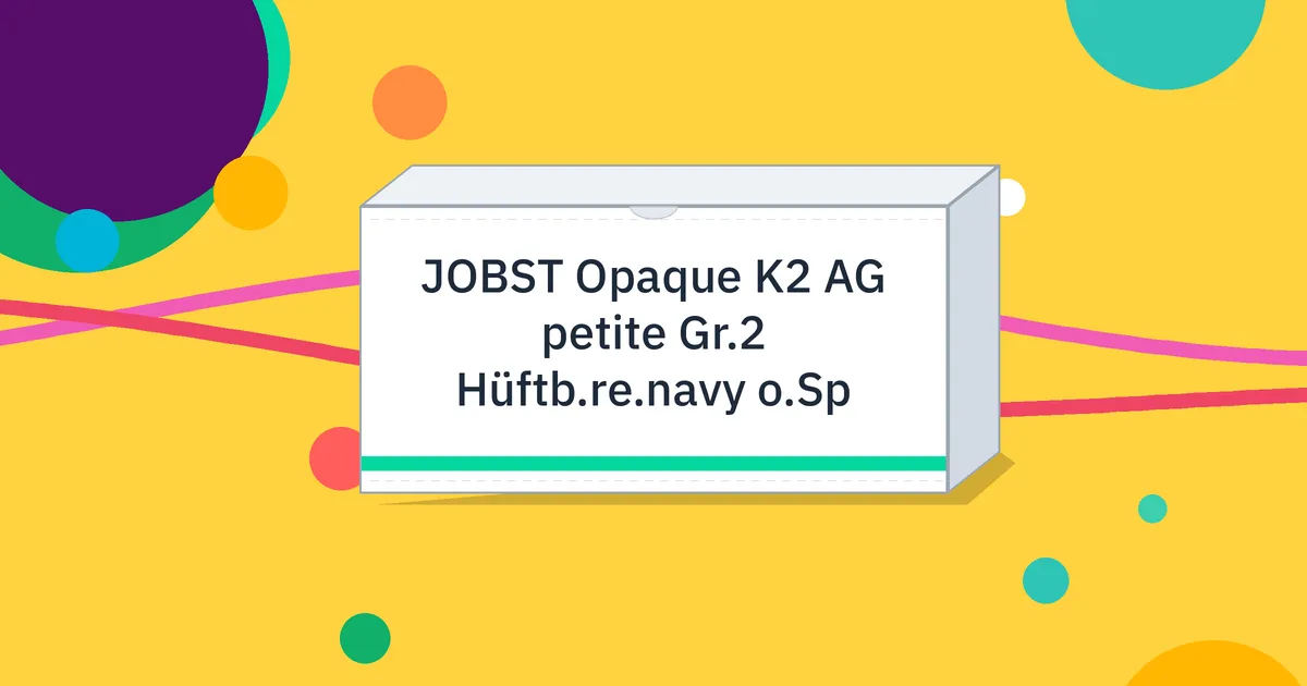 Symbolbild: Packung mit der Aufschrift JOBST Opaque K2 AG petite Gr.2 Hüftb.re.navy o.Sp (PZN 13115414) – Verfügbarkeit und Bezug in Apotheken in Frankfurt am Main