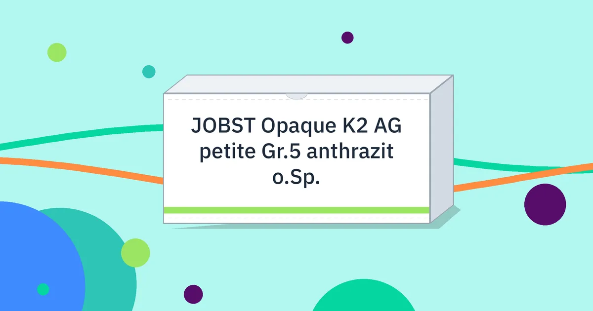 Symbolbild: Packung mit der Aufschrift JOBST Opaque K2 AG petite Gr.5 anthrazit o.Sp. (PZN 16286352) – Verfügbarkeit und Bezug in Apotheken in Frankfurt am Main