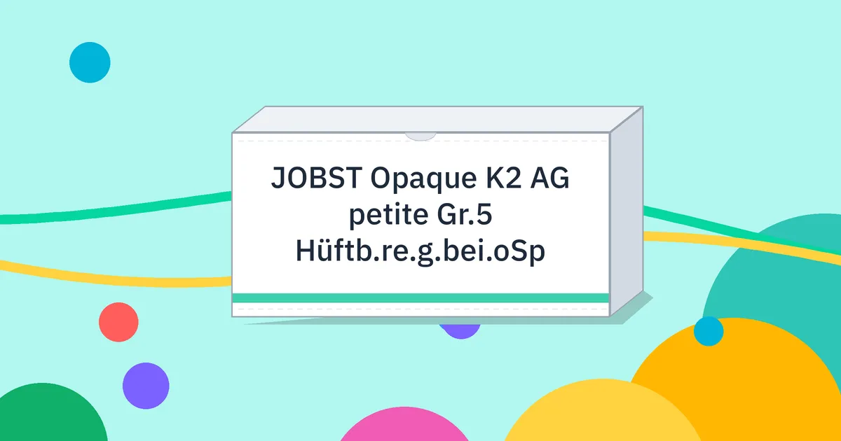 Symbolbild: Packung mit der Aufschrift JOBST Opaque K2 AG petite Gr.5 Hüftb.re.g.bei.oSp (PZN 16287854) – Verfügbarkeit und Bezug in Apotheken in Frankfurt am Main