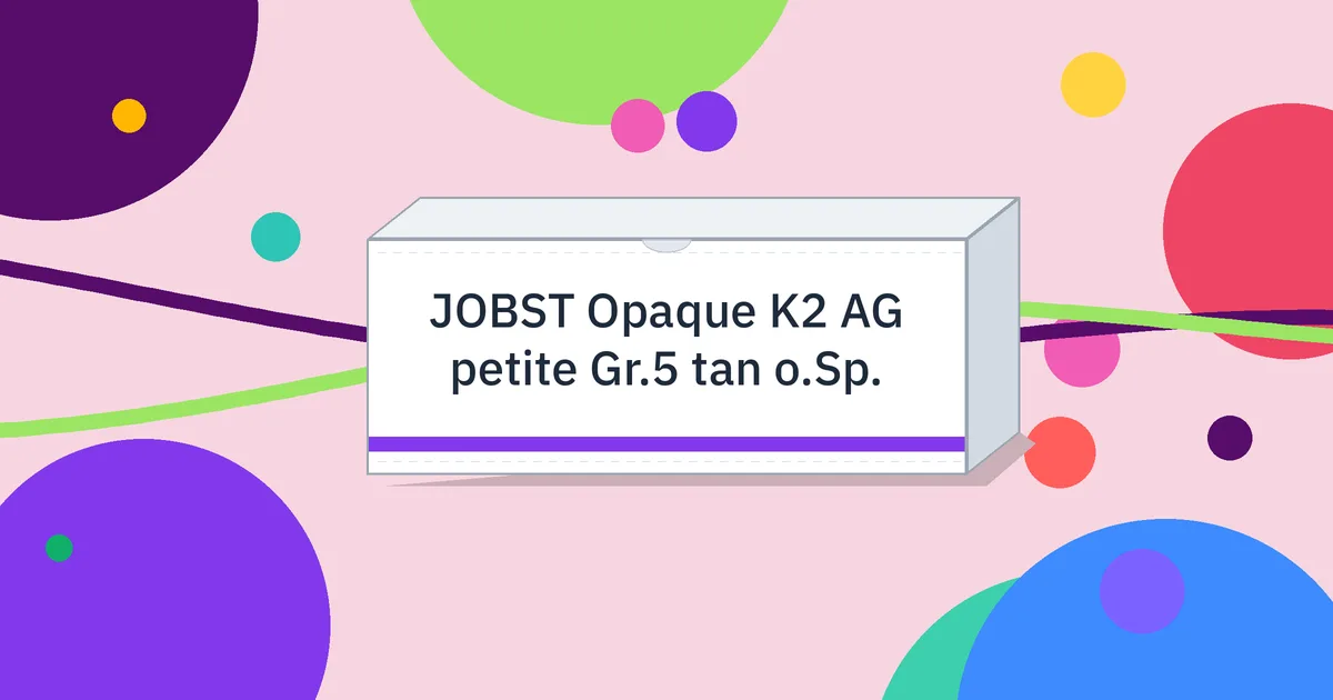 Symbolbild: Packung mit der Aufschrift JOBST Opaque K2 AG petite Gr.5 tan o.Sp. (PZN 16284666) – Verfügbarkeit und Bezug in Apotheken in Frankfurt am Main