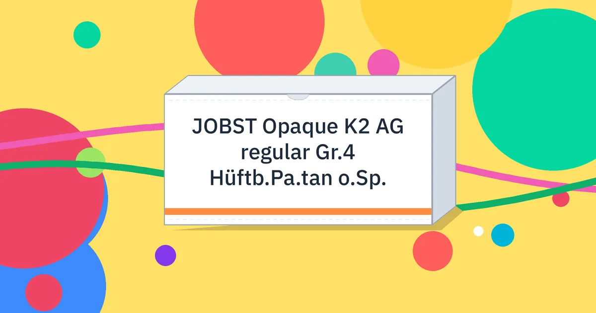 Symbolbild: Packung mit der Aufschrift JOBST Opaque K2 AG regular Gr.4 Hüftb.Pa.tan o.Sp. (PZN 16287073) – Verfügbarkeit und Bezug in Apotheken in Frankfurt am Main