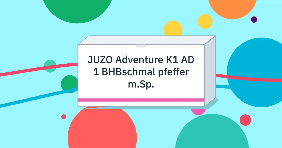 Symbolbild: Packung mit der Aufschrift JUZO Adventure K1 AD 1 BHBschmal pfeffer m.Sp. (PZN 15495705) – Verfügbarkeit und Bezug in Apotheken in Frankfurt am Main