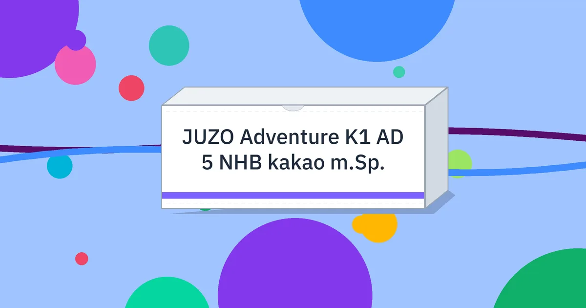 Symbolbild: Packung mit der Aufschrift JUZO Adventure K1 AD 5 NHB kakao m.Sp. (PZN 14974846) – Verfügbarkeit und Bezug in Apotheken in Frankfurt am Main