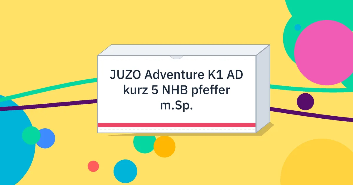 Symbolbild: Packung mit der Aufschrift JUZO Adventure K1 AD kurz 5 NHB pfeffer m.Sp. (PZN 14975283) – Verfügbarkeit und Bezug in Apotheken in Frankfurt am Main