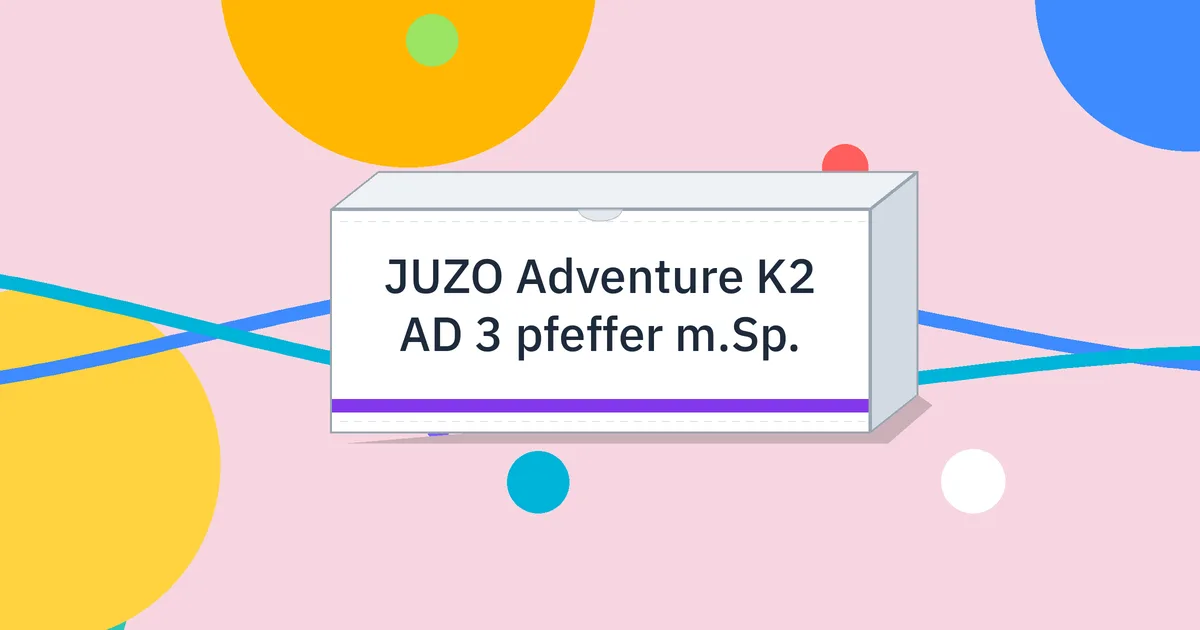 Symbolbild: Packung mit der Aufschrift JUZO Adventure K2 AD 3 pfeffer m.Sp. (PZN 14972965) – Verfügbarkeit und Bezug in Apotheken in Frankfurt am Main