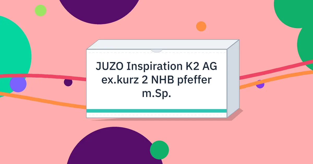 Symbolbild: Packung mit der Aufschrift JUZO Inspiration K2 AG ex.kurz 2 NHB pfeffer m.Sp. (PZN 14962470) – Verfügbarkeit und Bezug in Apotheken in Frankfurt am Main