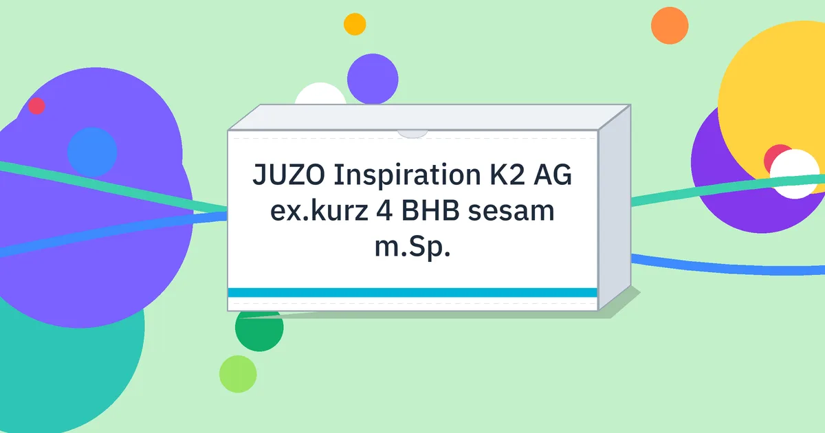 Symbolbild: Packung mit der Aufschrift JUZO Inspiration K2 AG ex.kurz 4 BHB sesam m.Sp. (PZN 14835435) – Verfügbarkeit und Bezug in Apotheken in Frankfurt am Main