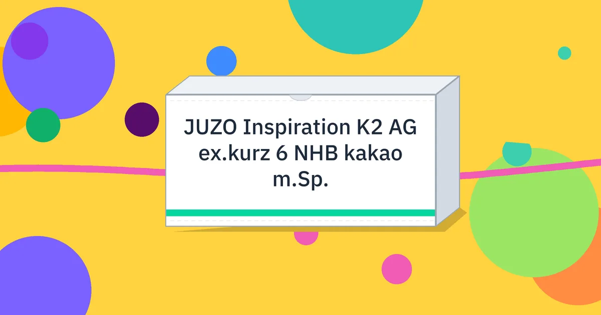 Symbolbild: Packung mit der Aufschrift JUZO Inspiration K2 AG ex.kurz 6 NHB kakao m.Sp. (PZN 14965178) – Verfügbarkeit und Bezug in Apotheken in Frankfurt am Main