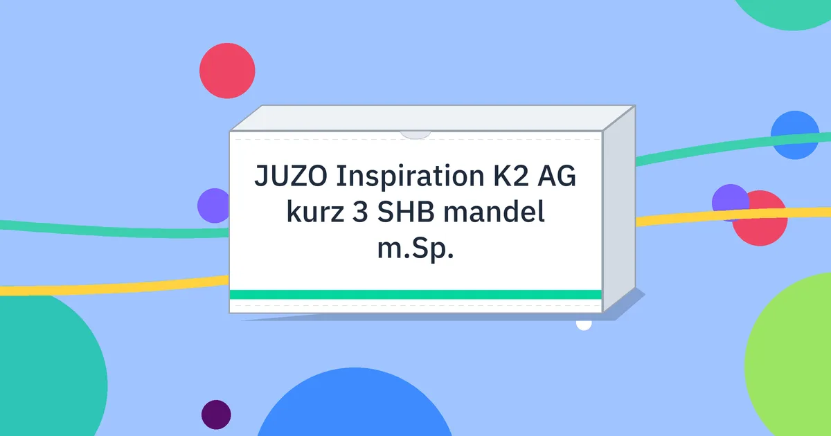 Symbolbild: Packung mit der Aufschrift JUZO Inspiration K2 AG kurz 3 SHB mandel m.Sp. (PZN 14921695) – Verfügbarkeit und Bezug in Apotheken in Frankfurt am Main