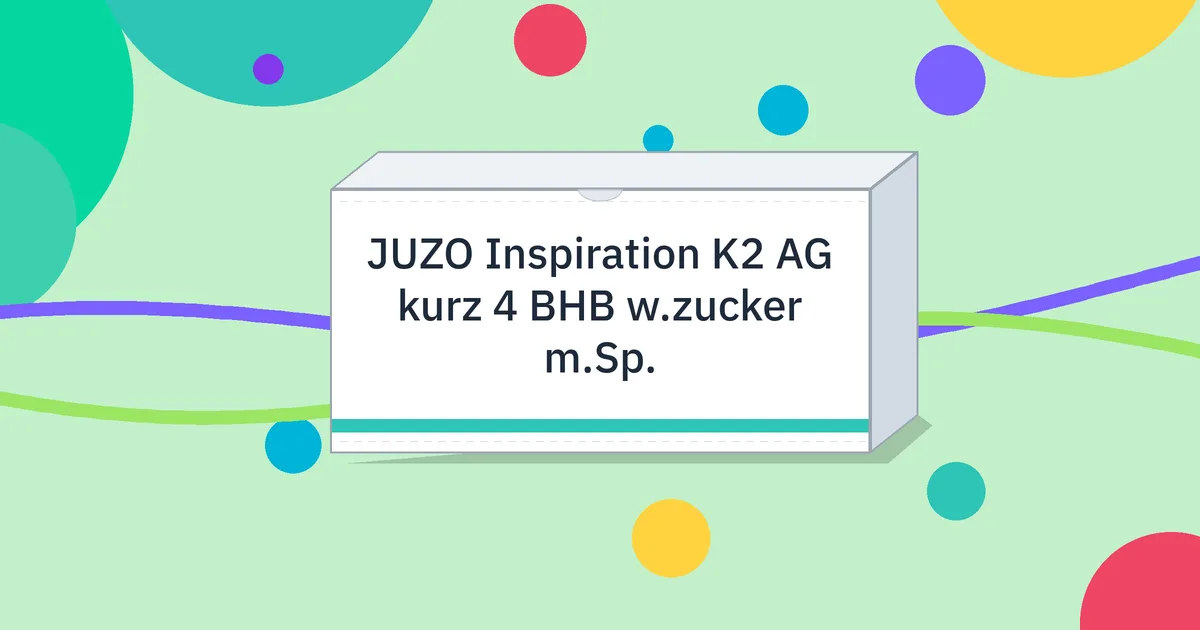 Symbolbild: Packung mit der Aufschrift JUZO Inspiration K2 AG kurz 4 BHB w.zucker m.Sp. (PZN 14849710) – Verfügbarkeit und Bezug in Apotheken in Frankfurt am Main