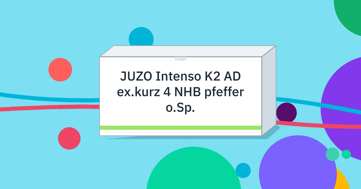 Symbolbild: Packung mit der Aufschrift JUZO Intenso K2 AD ex.kurz 4 NHB pfeffer o.Sp. (PZN 18621961) – Verfügbarkeit und Bezug in Apotheken in Frankfurt am Main