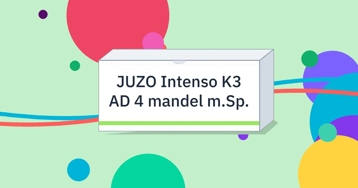 Symbolbild: Packung mit der Aufschrift JUZO Intenso K3 AD 4 mandel m.Sp. (PZN 18627515) – Verfügbarkeit und Bezug in Apotheken in Frankfurt am Main