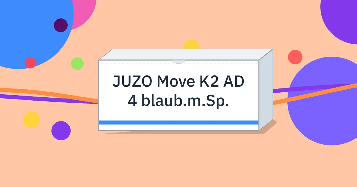 Symbolbild: Packung mit der Aufschrift JUZO Move K2 AD 4 blaub.m.Sp. (PZN 18538869) – Verfügbarkeit und Bezug in Apotheken in Frankfurt am Main