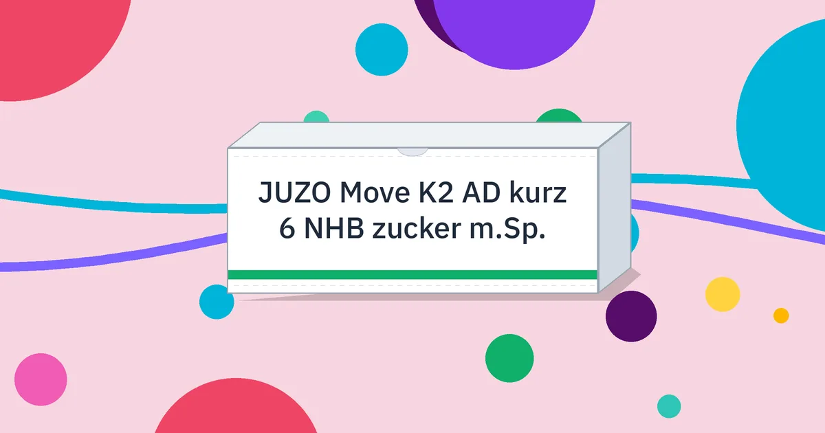 Symbolbild: Packung mit der Aufschrift JUZO Move K2 AD kurz 6 NHB zucker m.Sp. (PZN 18508650) – Verfügbarkeit und Bezug in Apotheken in Frankfurt am Main