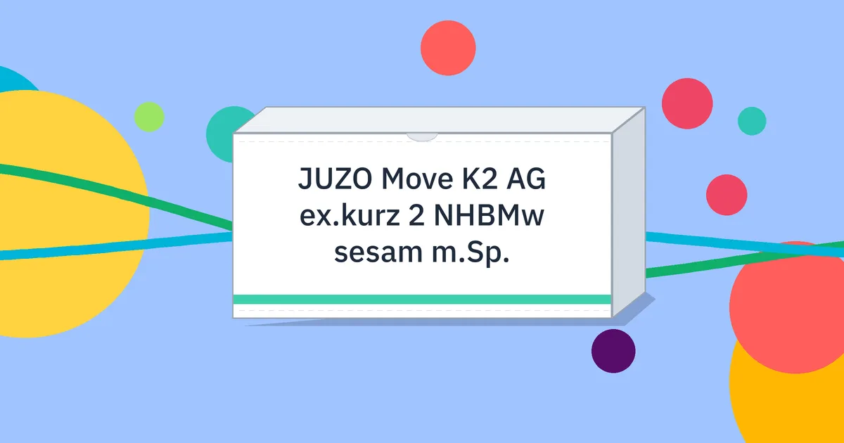 Symbolbild: Packung mit der Aufschrift JUZO Move K2 AG ex.kurz 2 NHBMw sesam m.Sp. (PZN 18531494) – Verfügbarkeit und Bezug in Apotheken in Frankfurt am Main