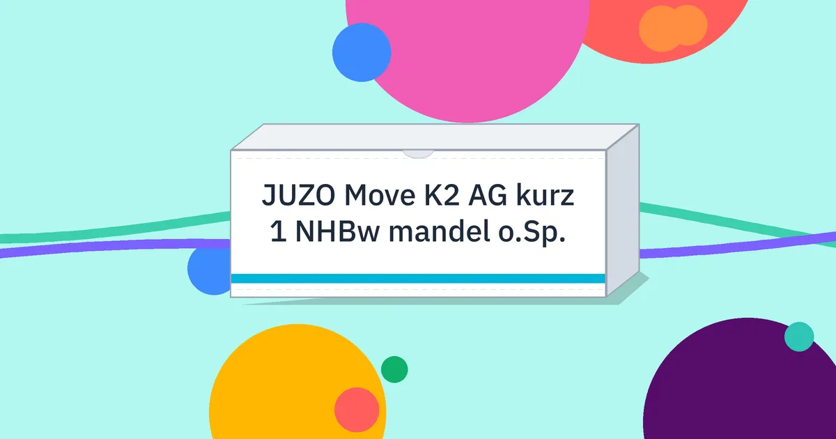 Symbolbild: Packung mit der Aufschrift JUZO Move K2 AG kurz 1 NHBw mandel o.Sp. (PZN 16640977) – Verfügbarkeit und Bezug in Apotheken in Frankfurt am Main