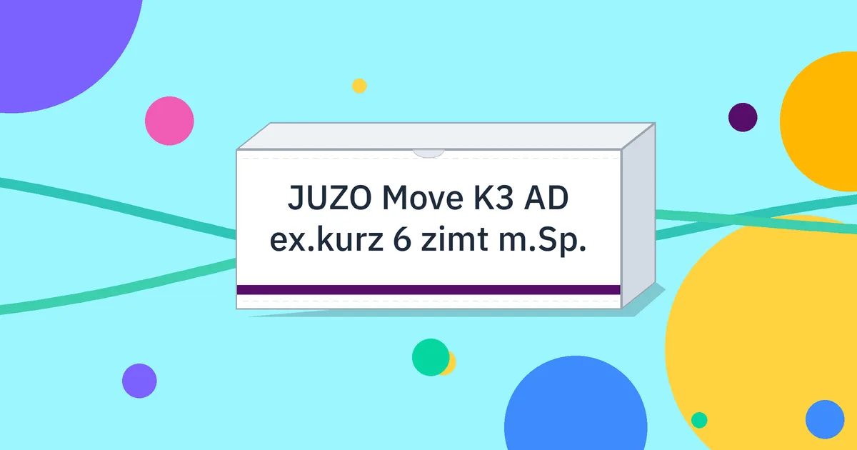 Symbolbild: Packung mit der Aufschrift JUZO Move K3 AD ex.kurz 6 zimt m.Sp. (PZN 18569284) – Verfügbarkeit und Bezug in Apotheken in Frankfurt am Main