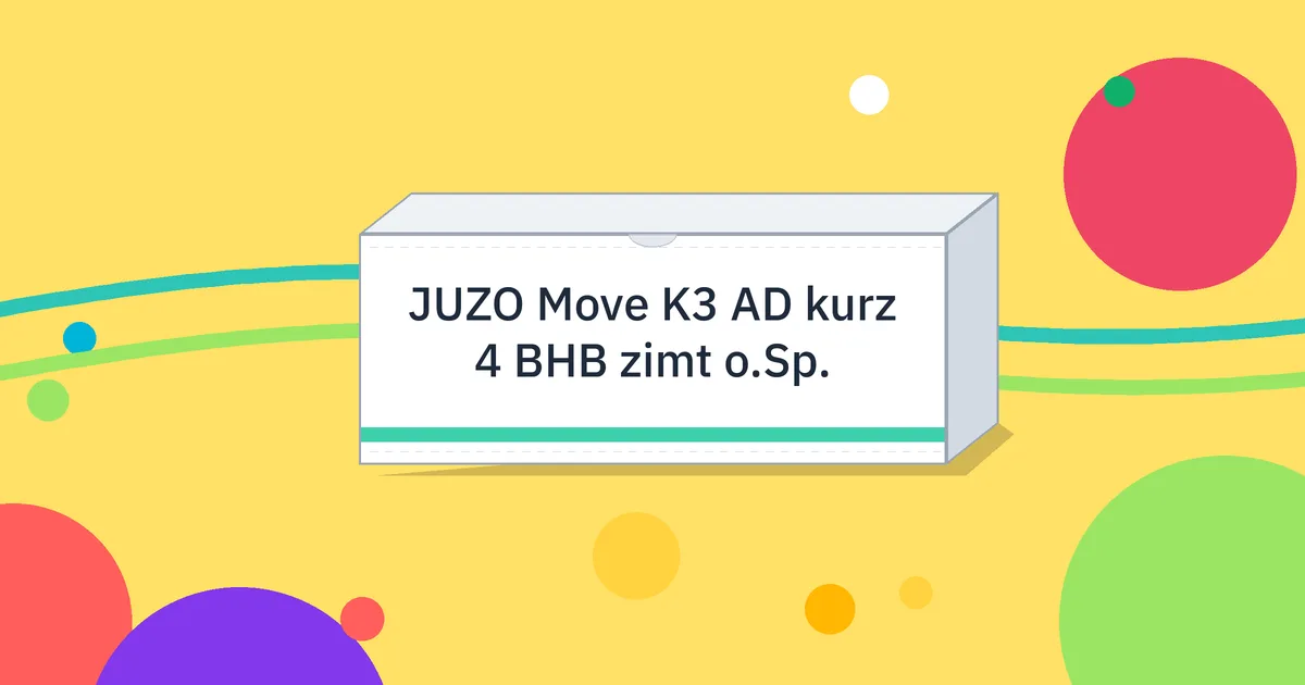 Symbolbild: Packung mit der Aufschrift JUZO Move K3 AD kurz 4 BHB zimt o.Sp. (PZN 18569031) – Verfügbarkeit und Bezug in Apotheken in Frankfurt am Main