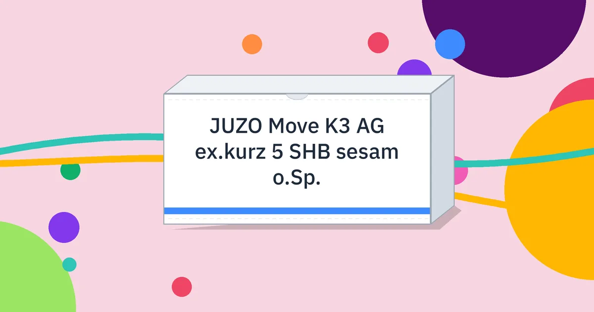 Symbolbild: Packung mit der Aufschrift JUZO Move K3 AG ex.kurz 5 SHB sesam o.Sp. (PZN 18585426) – Verfügbarkeit und Bezug in Apotheken in Frankfurt am Main