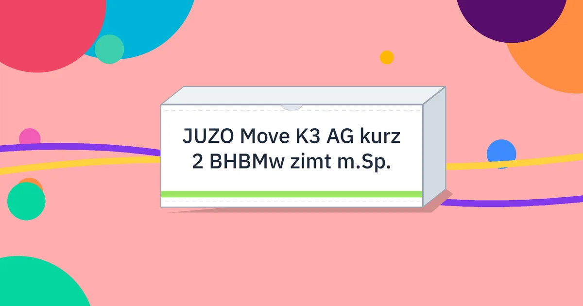 Symbolbild: Packung mit der Aufschrift JUZO Move K3 AG kurz 2 BHBMw zimt m.Sp. (PZN 18580222) – Verfügbarkeit und Bezug in Apotheken in Frankfurt am Main