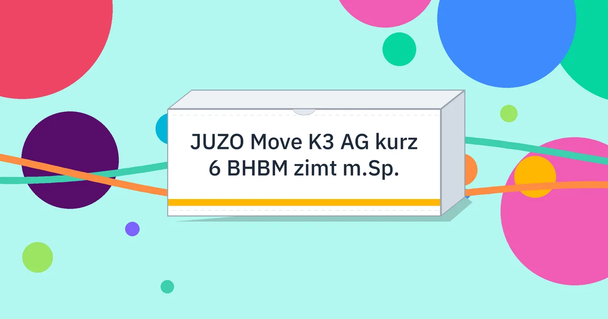 Symbolbild: Packung mit der Aufschrift JUZO Move K3 AG kurz 6 BHBM zimt m.Sp. (PZN 18580050) – Verfügbarkeit und Bezug in Apotheken in Frankfurt am Main