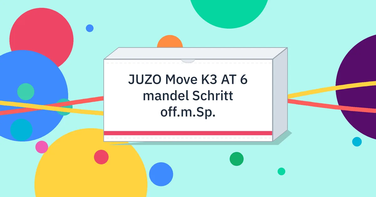 Symbolbild: Packung mit der Aufschrift JUZO Move K3 AT 6 mandel Schritt off.m.Sp. (PZN 20677615) – Verfügbarkeit und Bezug in Apotheken in Frankfurt am Main