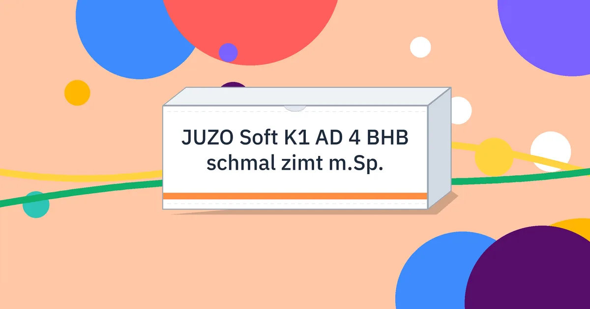 Symbolbild: Packung mit der Aufschrift JUZO Soft K1 AD 4 BHB schmal zimt m.Sp. (PZN 15460931) – Verfügbarkeit und Bezug in Apotheken in Frankfurt am Main