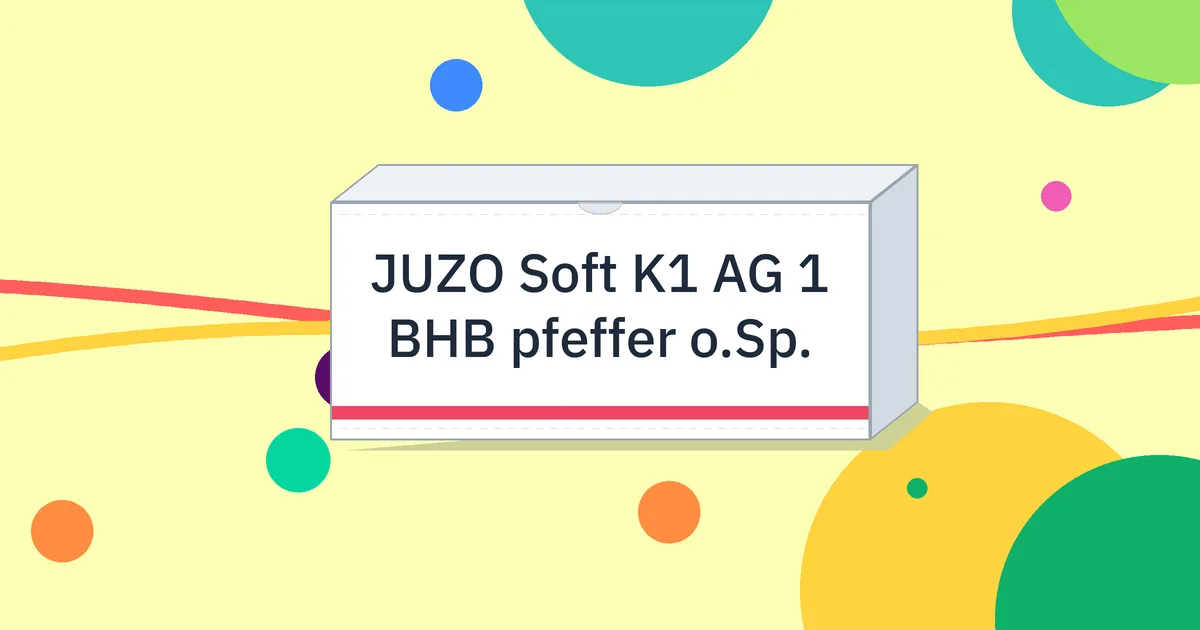 Symbolbild: Packung mit der Aufschrift JUZO Soft K1 AG 1 BHB pfeffer o.Sp. (PZN 14821315) – Verfügbarkeit und Bezug in Apotheken in Frankfurt am Main