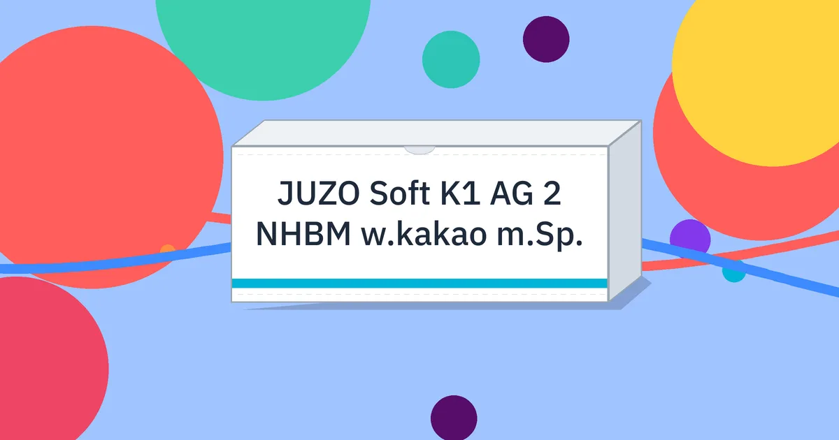 Symbolbild: Packung mit der Aufschrift JUZO Soft K1 AG 2 NHBM w.kakao m.Sp. (PZN 15015183) – Verfügbarkeit und Bezug in Apotheken in Frankfurt am Main