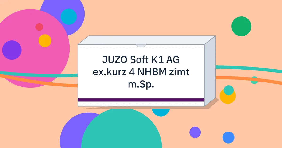 Symbolbild: Packung mit der Aufschrift JUZO Soft K1 AG ex.kurz 4 NHBM zimt m.Sp. (PZN 15000885) – Verfügbarkeit und Bezug in Apotheken in Frankfurt am Main