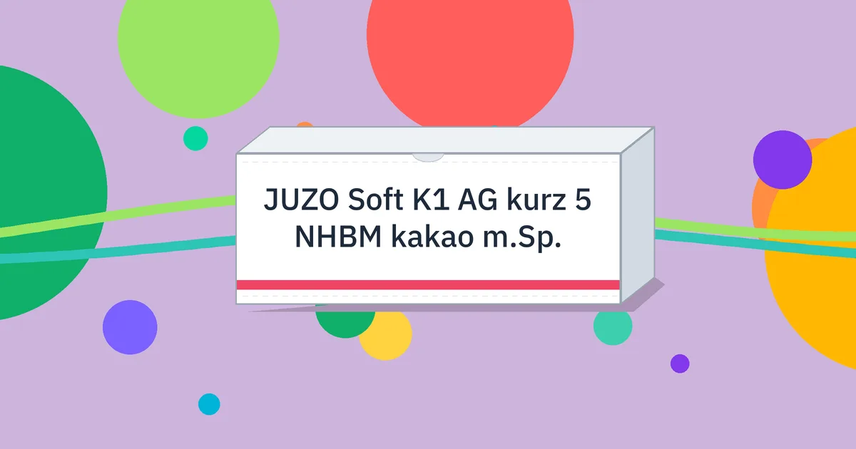 Symbolbild: Packung mit der Aufschrift JUZO Soft K1 AG kurz 5 NHBM kakao m.Sp. (PZN 15000112) – Verfügbarkeit und Bezug in Apotheken in Frankfurt am Main