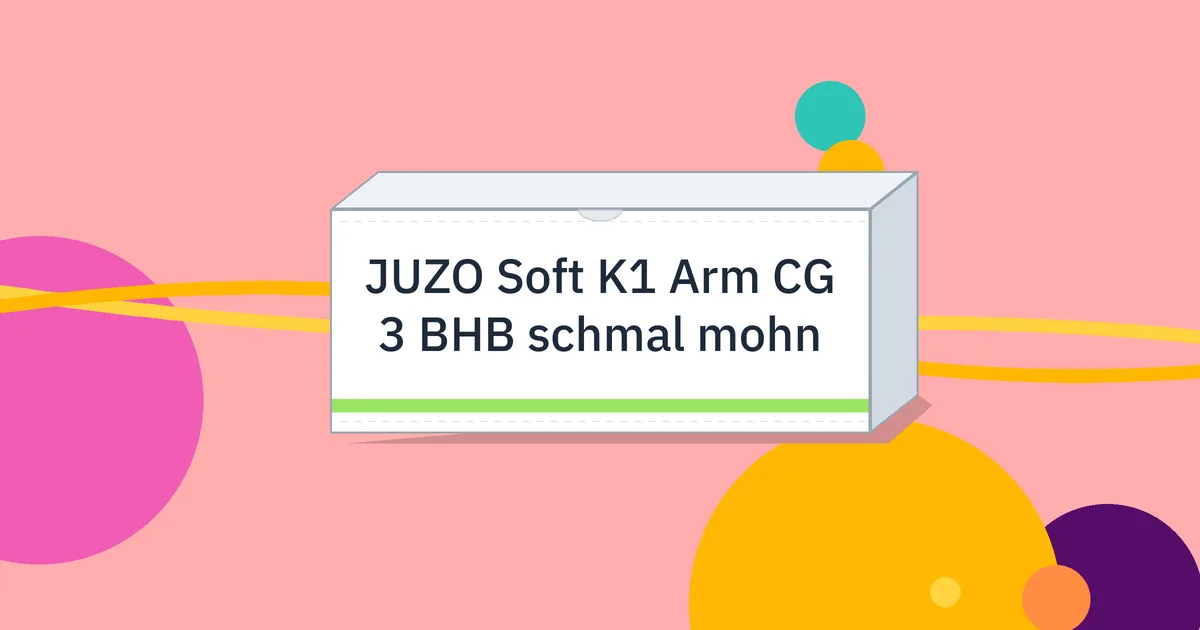Symbolbild: Packung mit der Aufschrift JUZO Soft K1 Arm CG 3 BHB schmal mohn (PZN 15507940) – Verfügbarkeit und Bezug in Apotheken in Frankfurt am Main