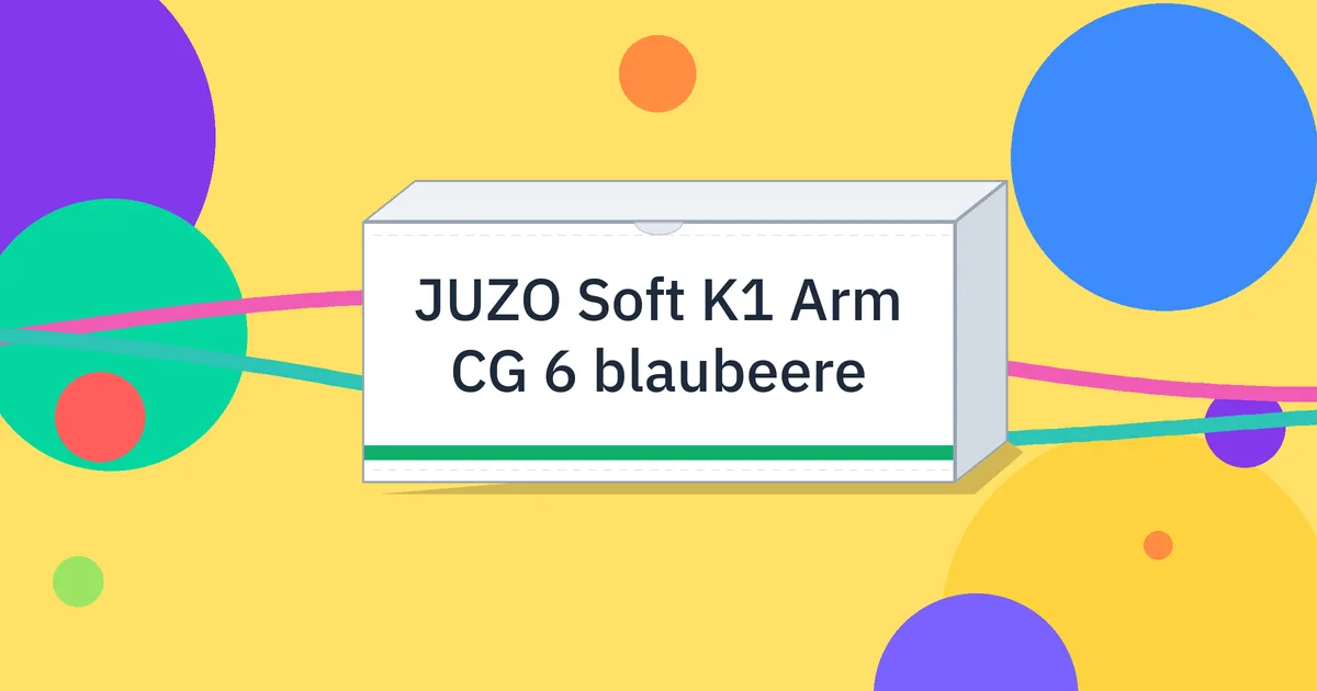 Symbolbild: Packung mit der Aufschrift JUZO Soft K1 Arm CG 6 blaubeere (PZN 15508477) – Verfügbarkeit und Bezug in Apotheken in Frankfurt am Main