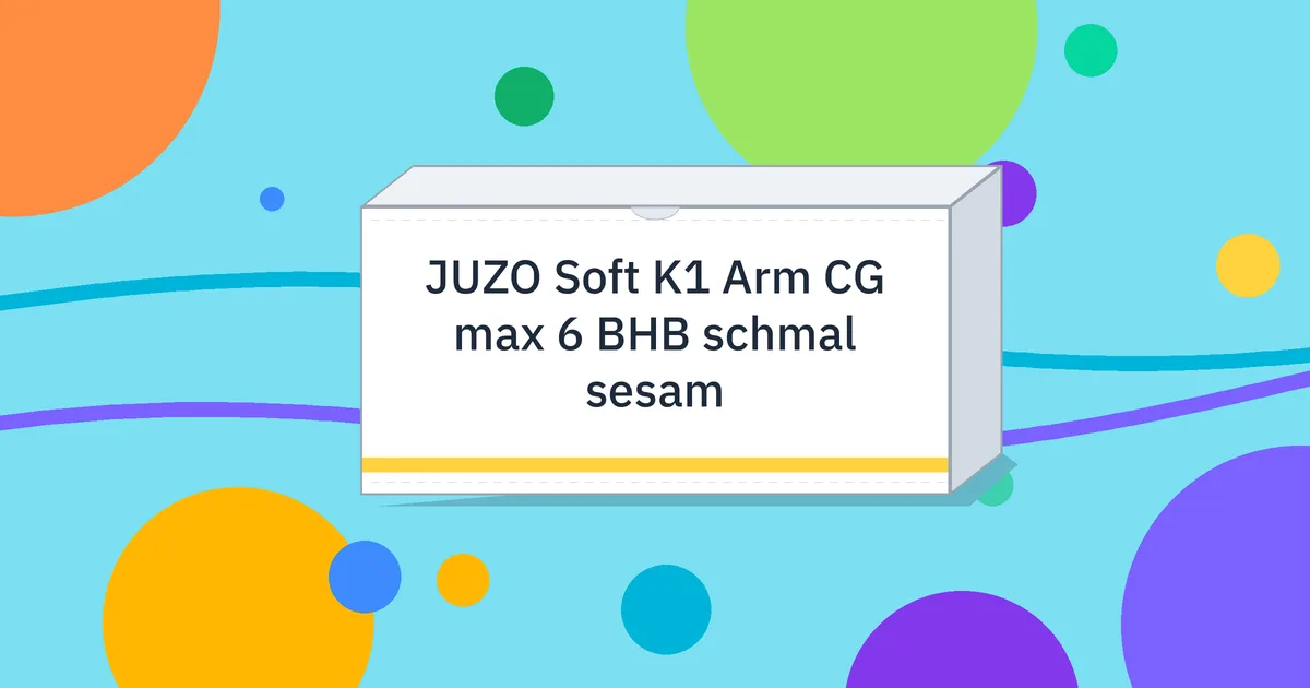Symbolbild: Packung mit der Aufschrift JUZO Soft K1 Arm CG max 6 BHB schmal sesam (PZN 15509608) – Verfügbarkeit und Bezug in Apotheken in Frankfurt am Main